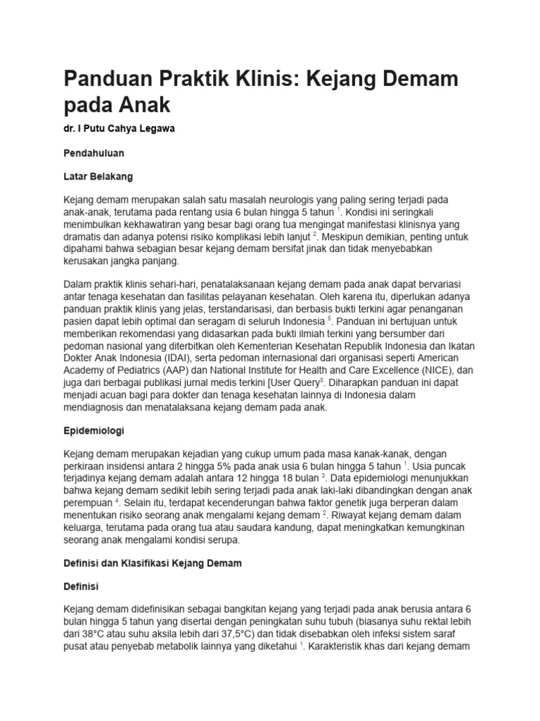 Panduan Praktik Klinis Kejang Demam | PDF