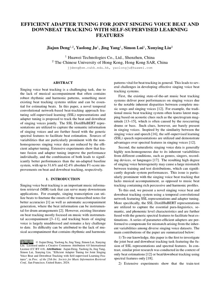 Efficient Adapter Tuning For Joint Singing Voice Beat and Downbeat ...