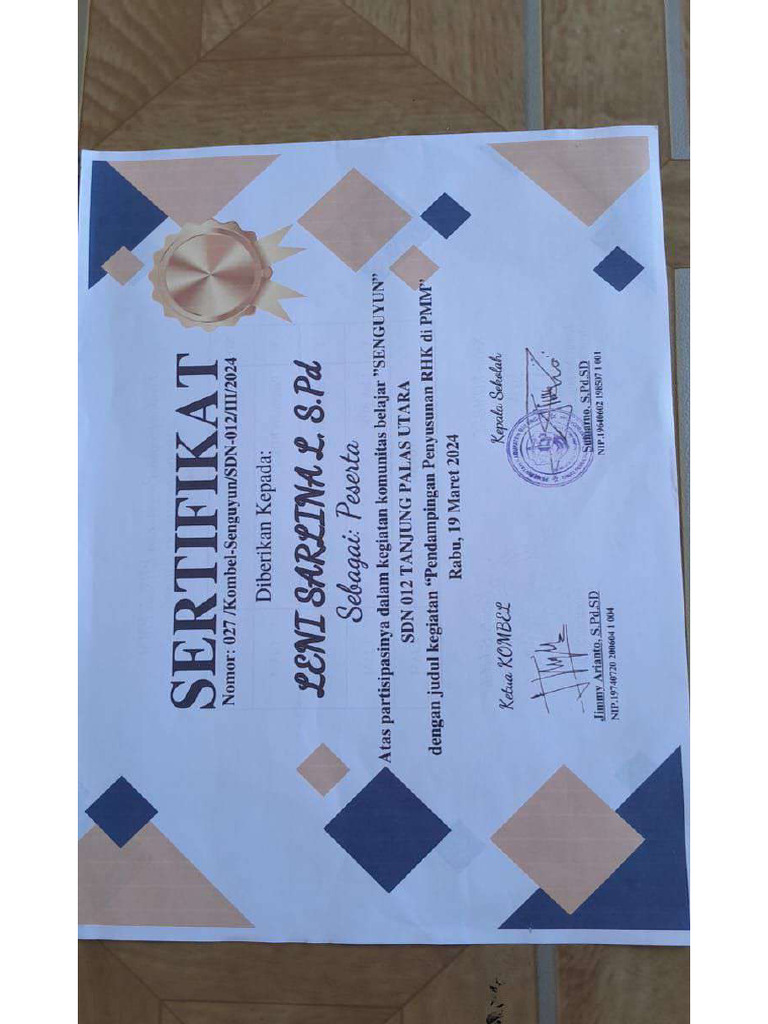 Sertifikat Leni Sarlina L.. | PDF