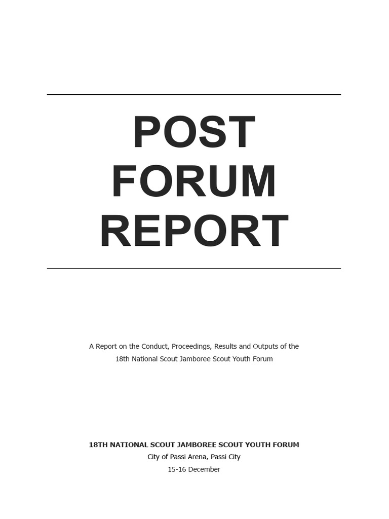 18th NSJ Scout Youth Forum and RSR Summit Post Forum Report | PDF ...