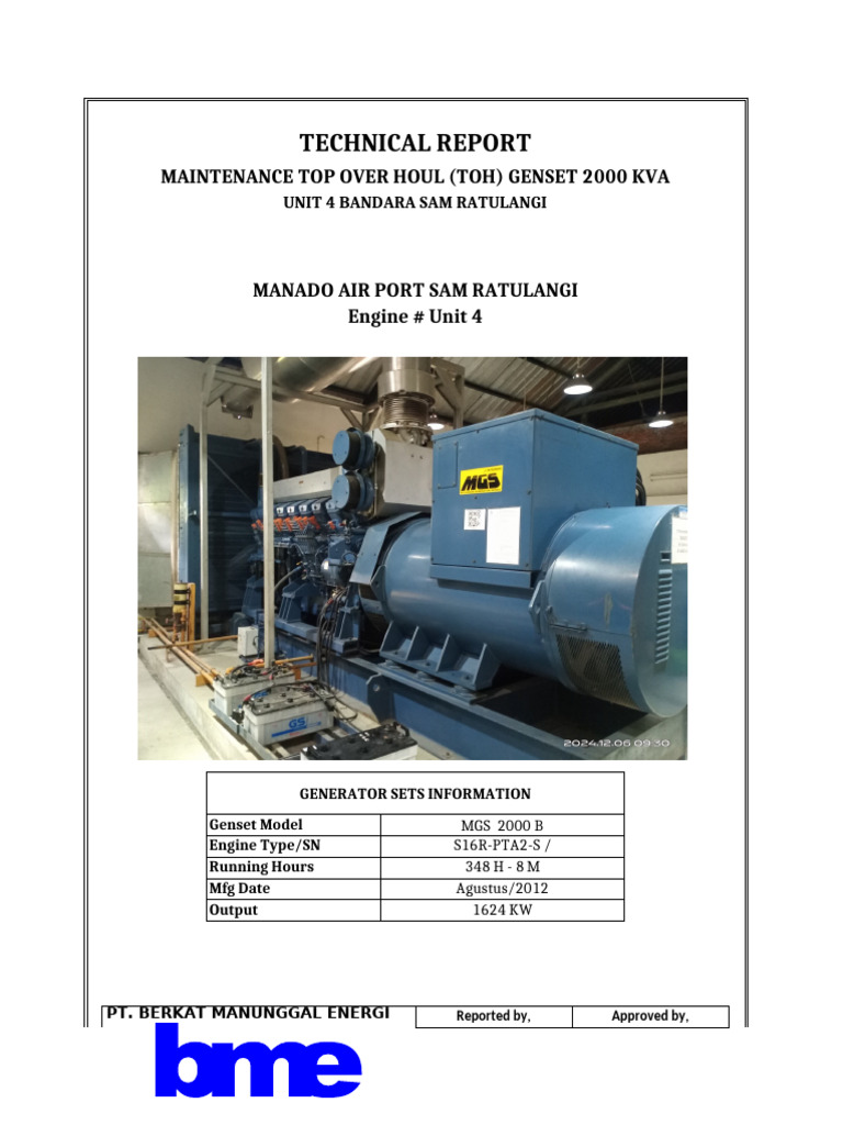 Pemeliharaan Genset 2000 KVA di Bandara | PDF