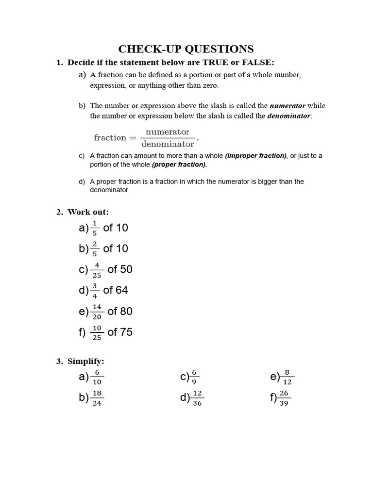Check-Up Questions | PDF