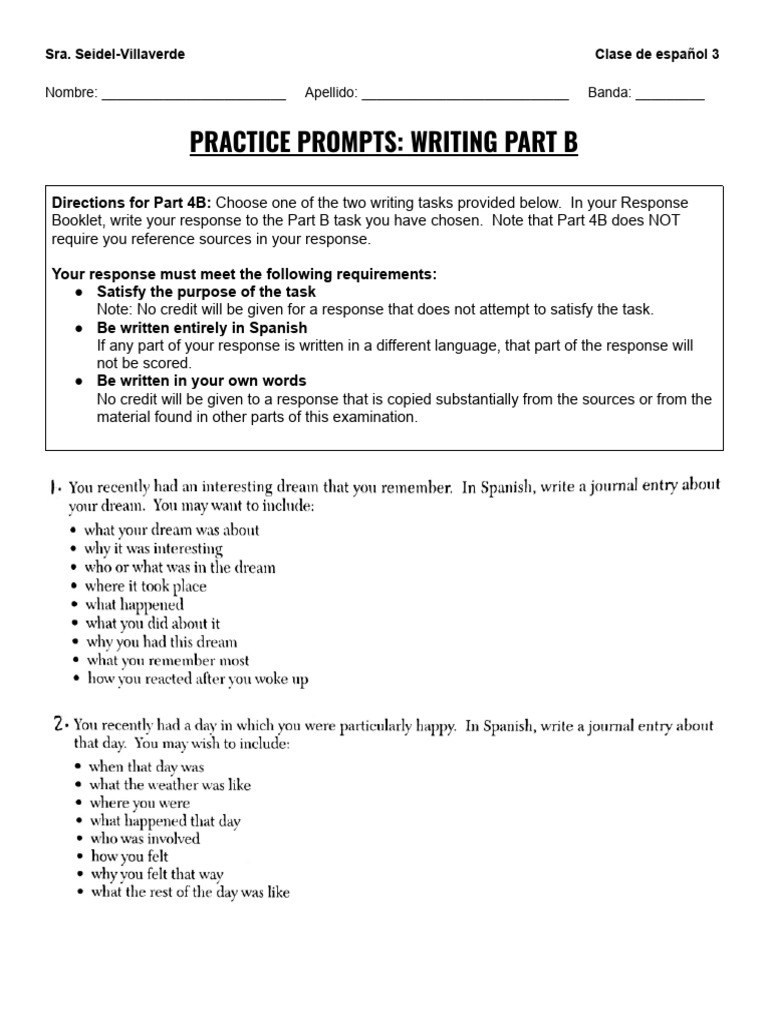 Writing Prompts PART 4B | PDF