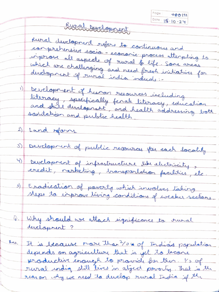 Rural Development Notes | PDF
