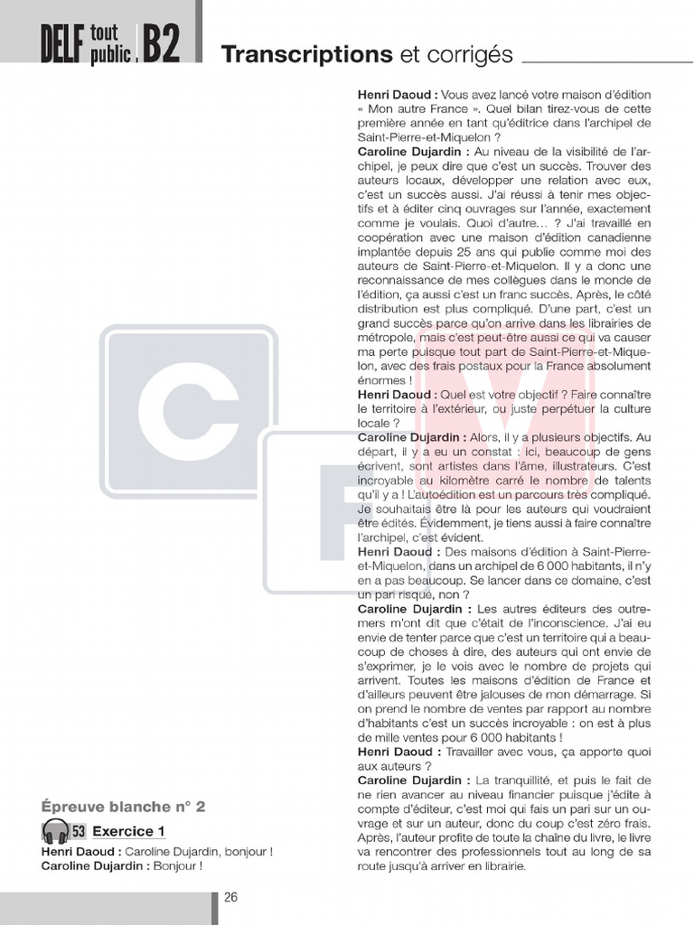 Đề thi DELF B2 - Đề 4 - Transcription | PDF