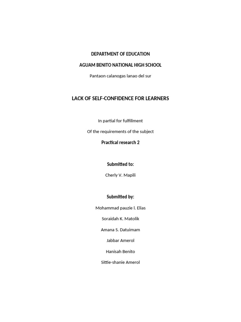Overcoming Learners' Lack of Confidence | PDF | Self Esteem | Popular ...