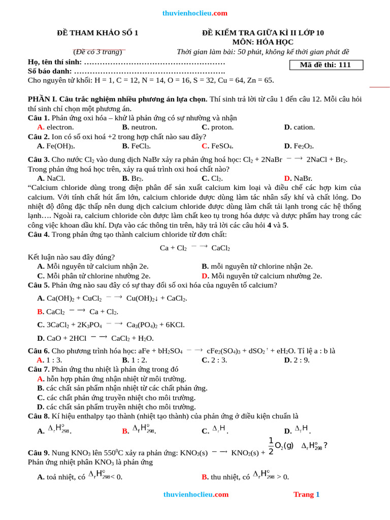 Bo 5 de Kiem Tra Giua HK2 Hoa 10 KNTT 24 25 | PDF