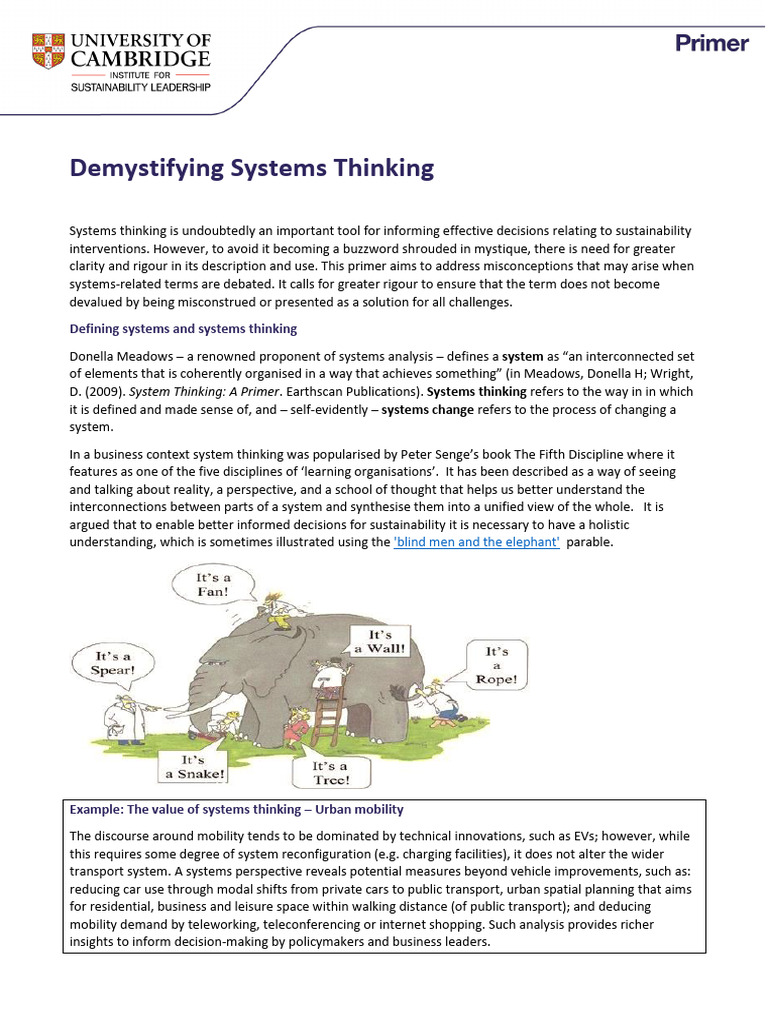 Demystifying - Systems - Thinking - University of Cambridge Institute For Sustainability ...