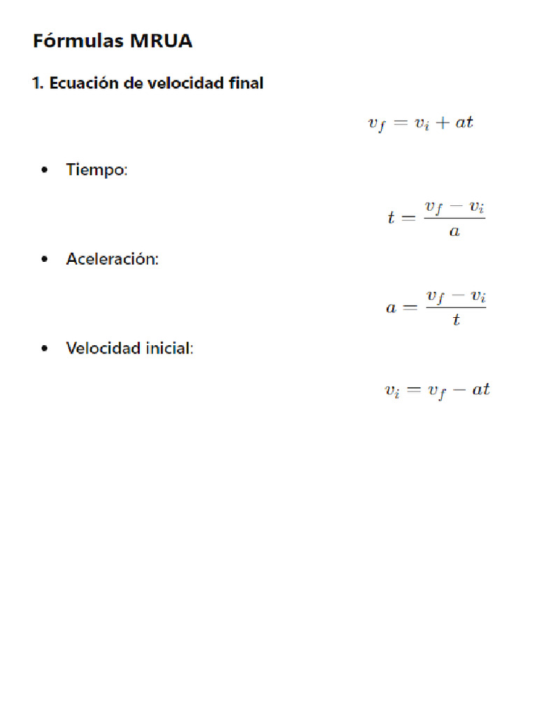 Formulario MRUA Imagenes | PDF