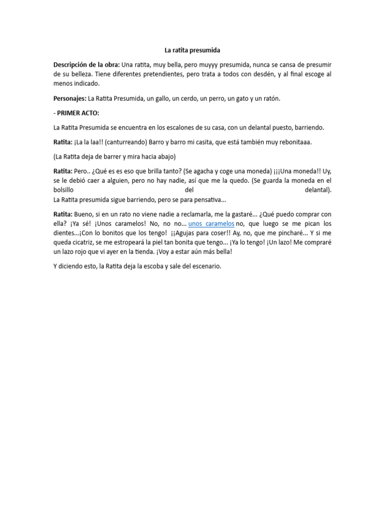 La Ratita Presumida: Cuento y Personajes | PDF
