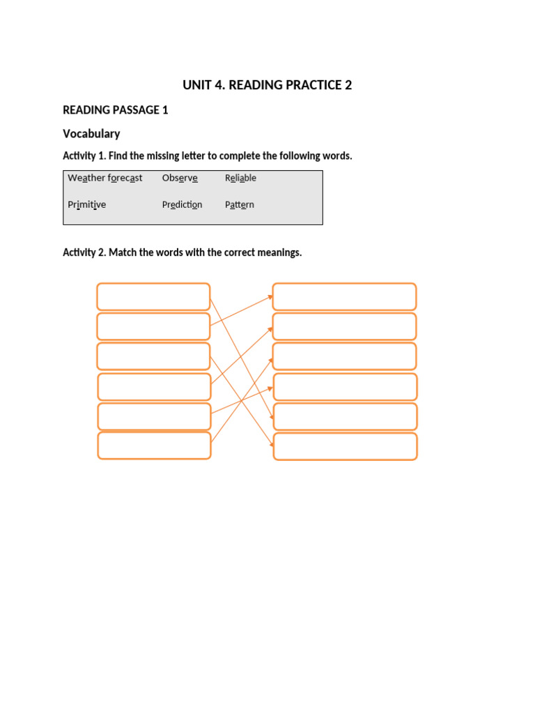 Key Unit 4. Reading Practice 2 | PDF