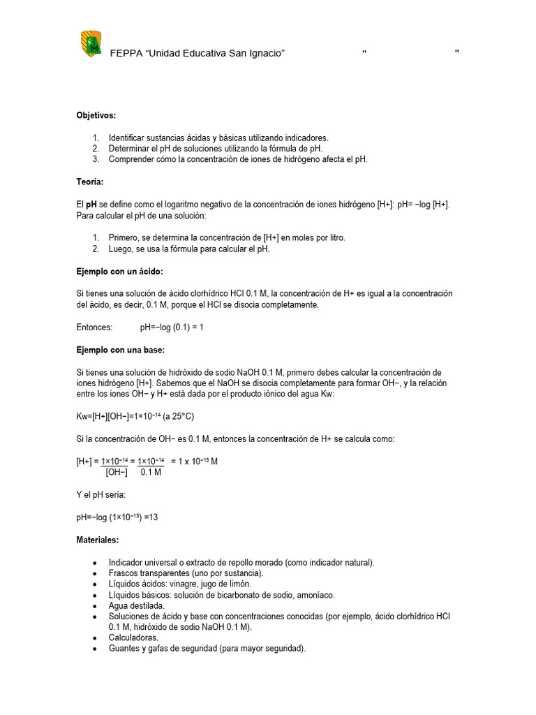 Determinación de pH y Ácidos/Base | PDF | Ph | Ácido