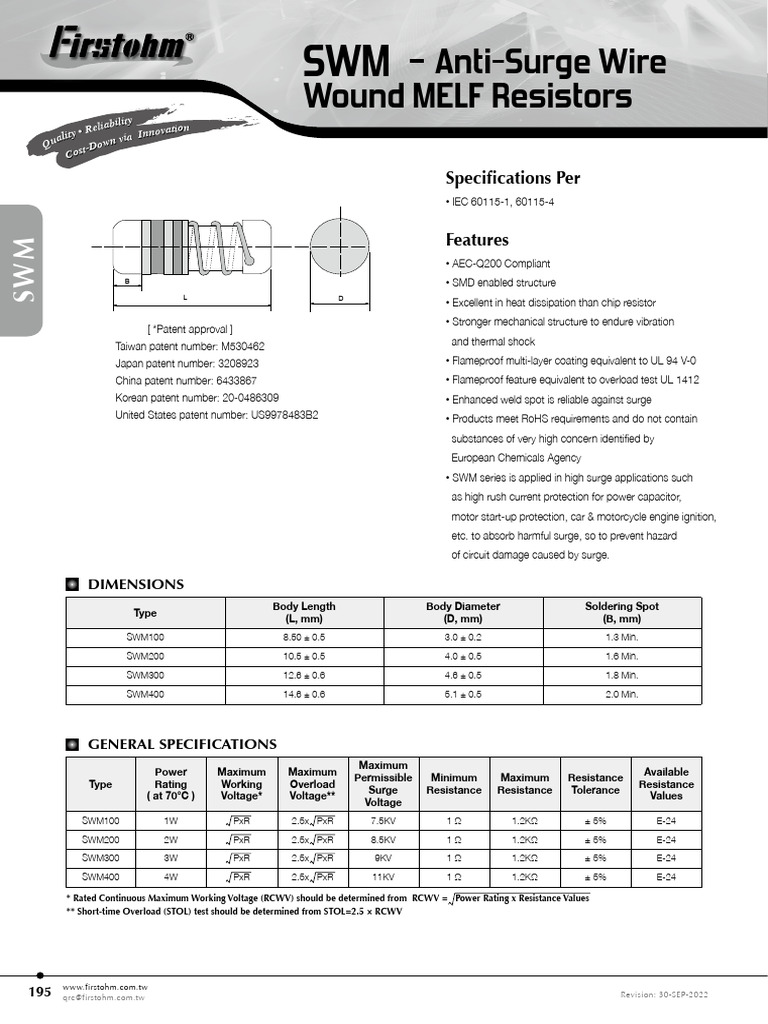 SWM-V_Ver20220930 | PDF | Resistor | Electric Power