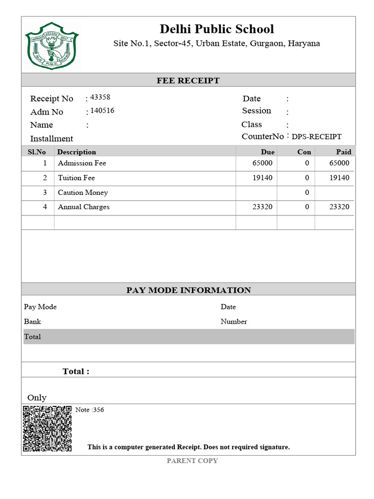 Recepit Fees 01 | PDF