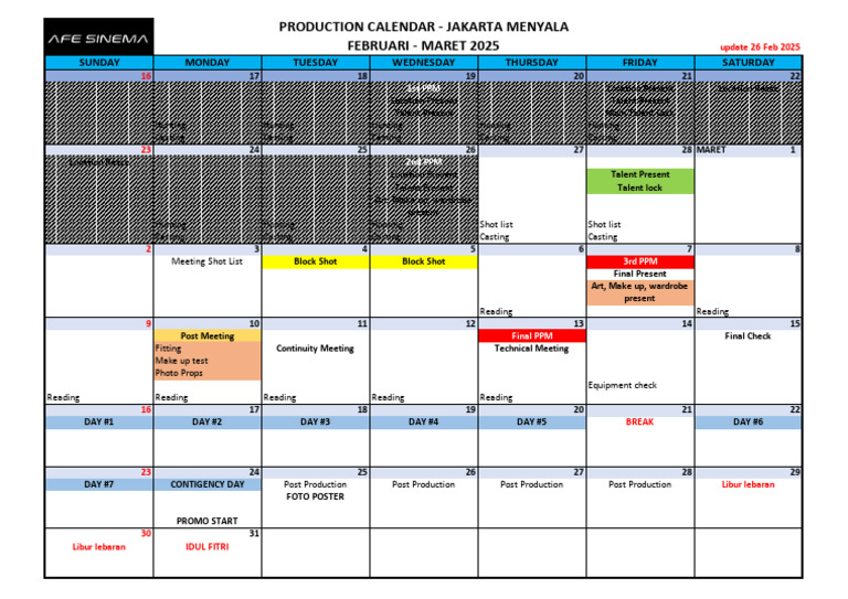 JM Production Calendar 26022025 | PDF