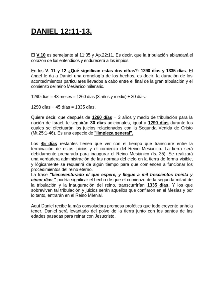 Interpretación de Daniel 12:11-13 | PDF