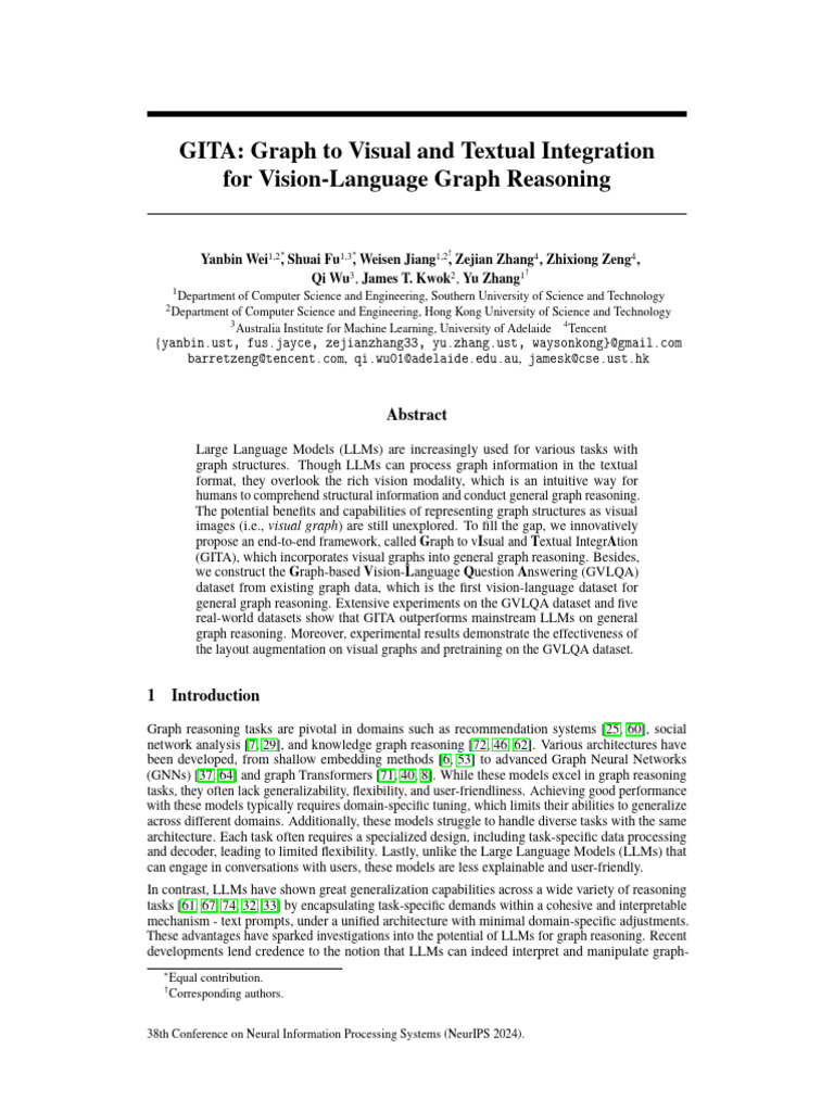 NeurIPS 2024 Gita Graph To Visual and Textual Integration For Vision Language Graph Reasoning ...