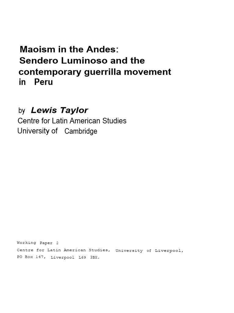 Sendero Luminoso: Maoism in Peru's Andes | PDF | Peru | Maoism