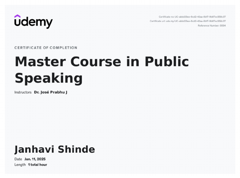 Public Speaking Certification | PDF