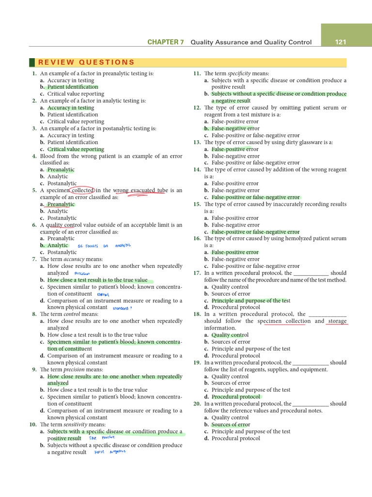 QA & QC Practice Questions | PDF | Sensitivity And Specificity ...