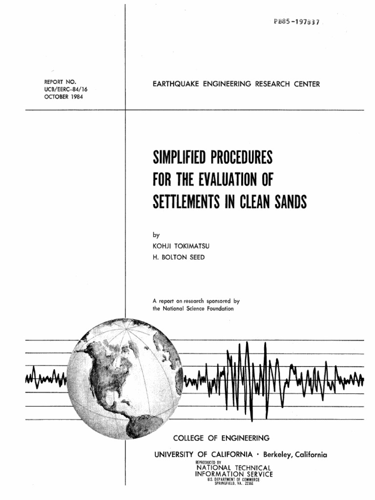Tokimatsu and Seed - 1984 - EERC Report On Liquefaction Settlement ...