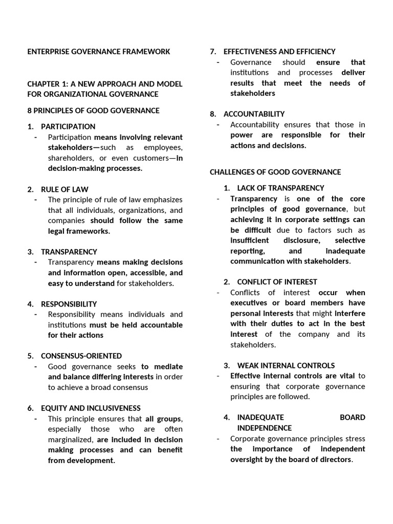 Enterprise Governance Framework Overview | PDF | Governance | Corporate ...