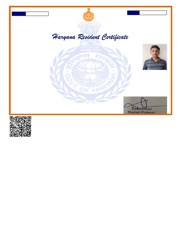 Resident Certificate | PDF