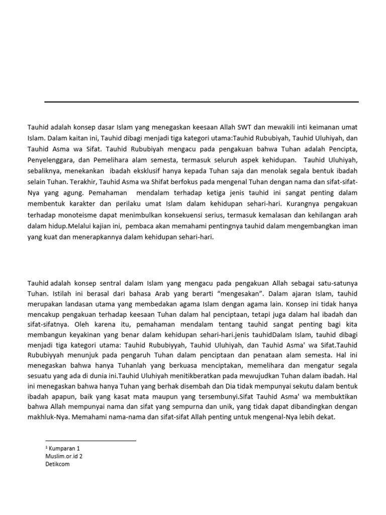 Macam-Macam Tauhid dalam Islam | PDF
