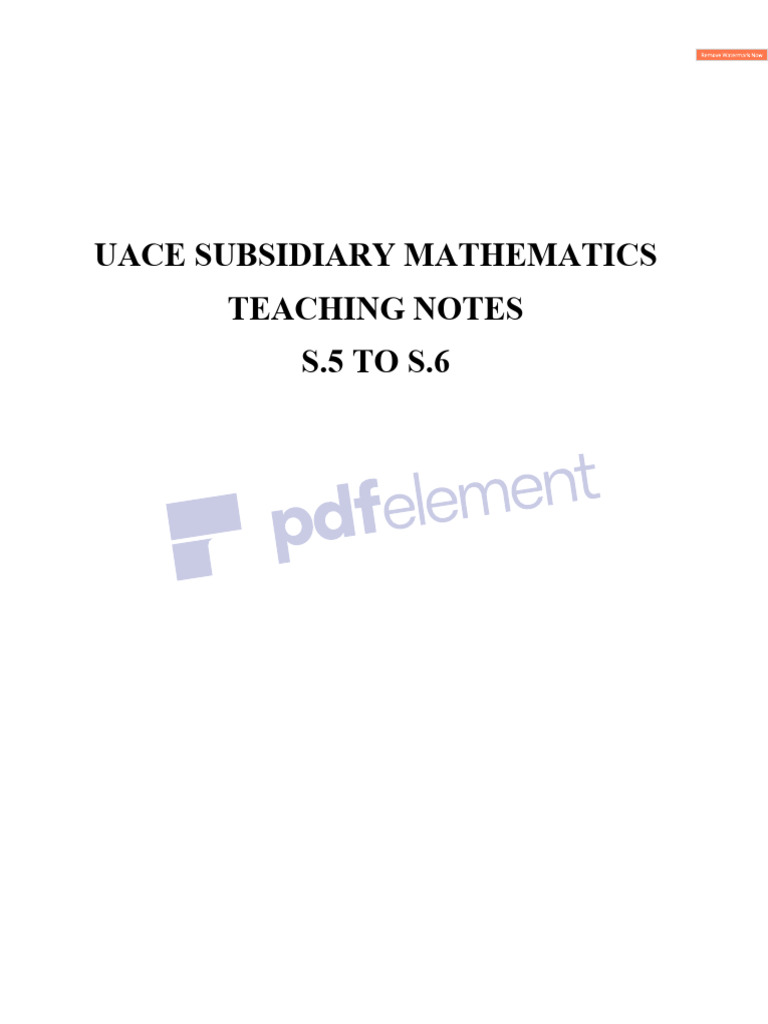 UACE Complete Submaths Teaching Notes | PDF | Derivative | Differential ...