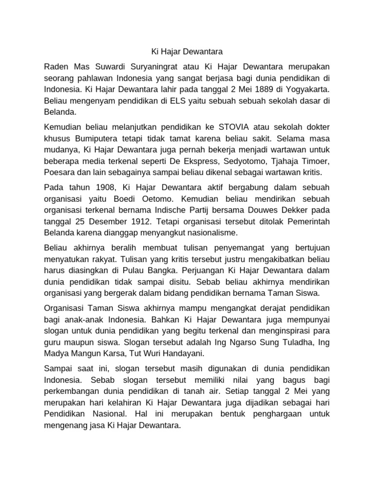 Ki Hajar Dewantara: Pahlawan Pendidikan | PDF