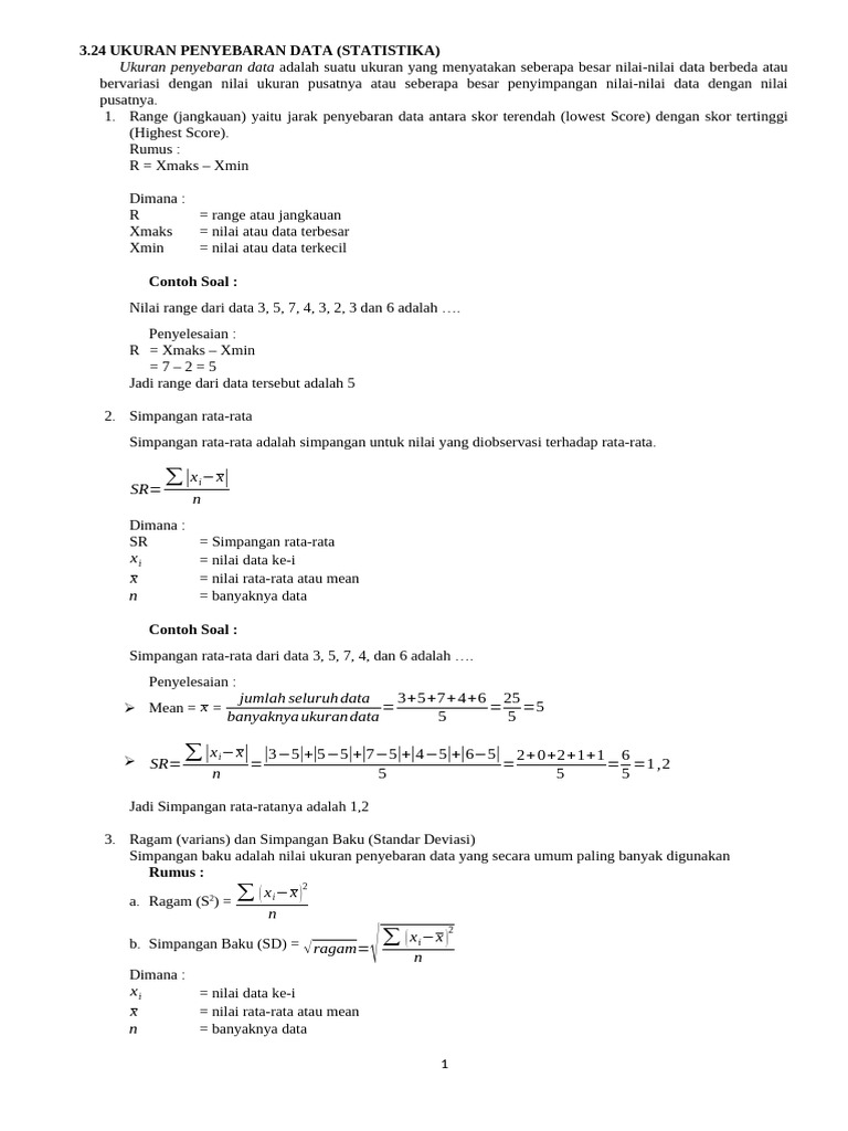 Ukuran Penyebaran Data | PDF