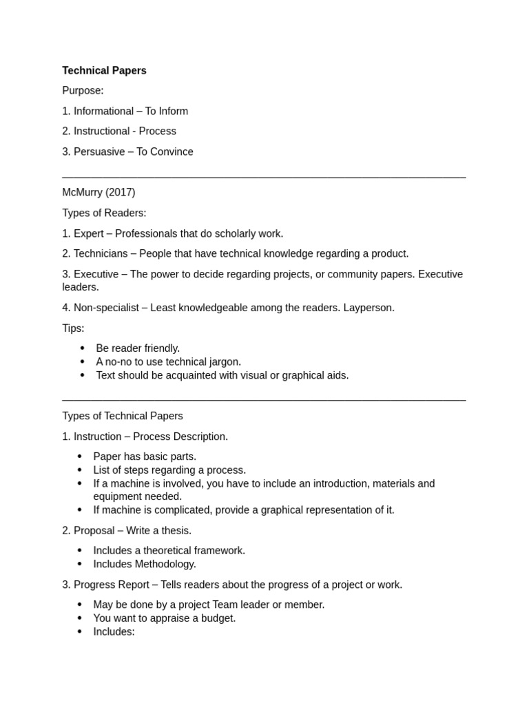 Types and Tips for Technical Papers | PDF | Methodology