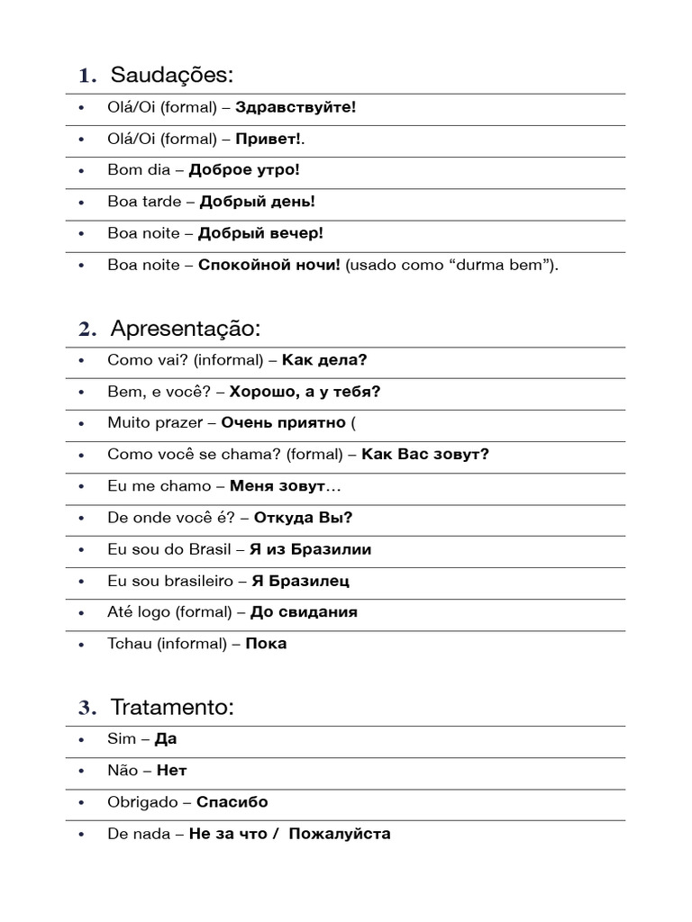 Frases basicas em russo PDF | PDF