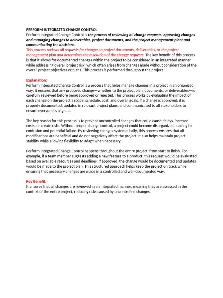 Integrated Change Control Process Overview | PDF | Project Management ...