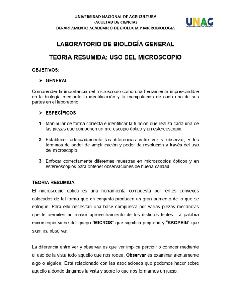 Teoría Resumida 1. Uso Del Microscopio y Diferencias Celulares | PDF | Biología Celular) | Plantas