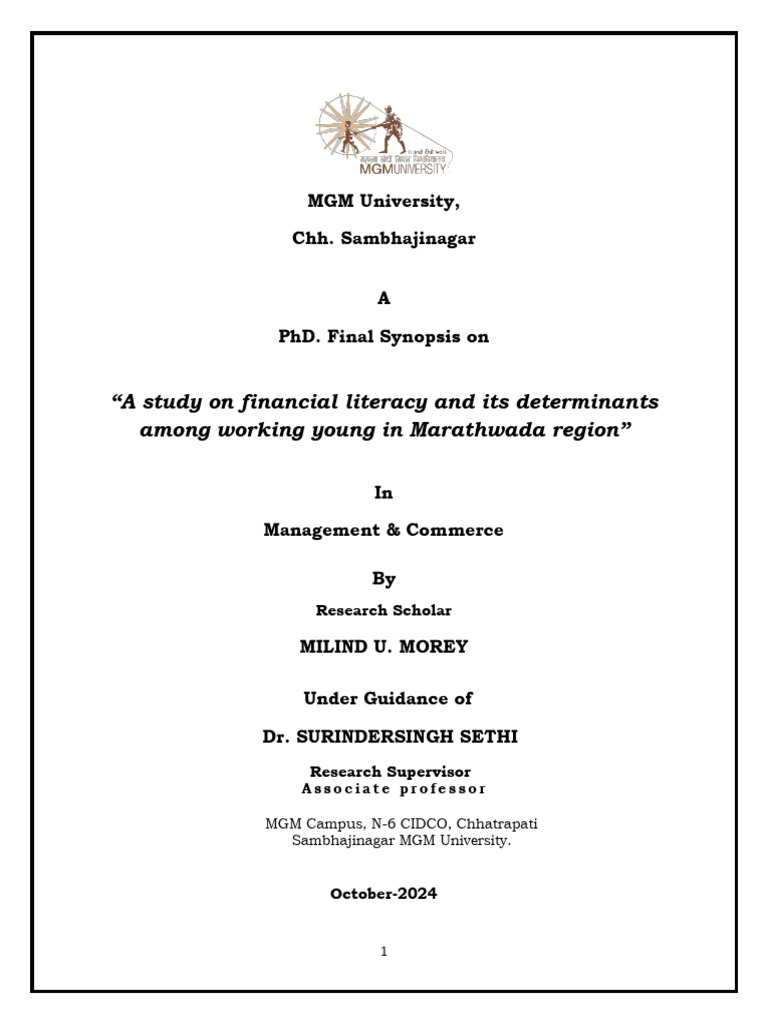 a study on financial literacy and its determinant among working young in marathwada region | PDF ...