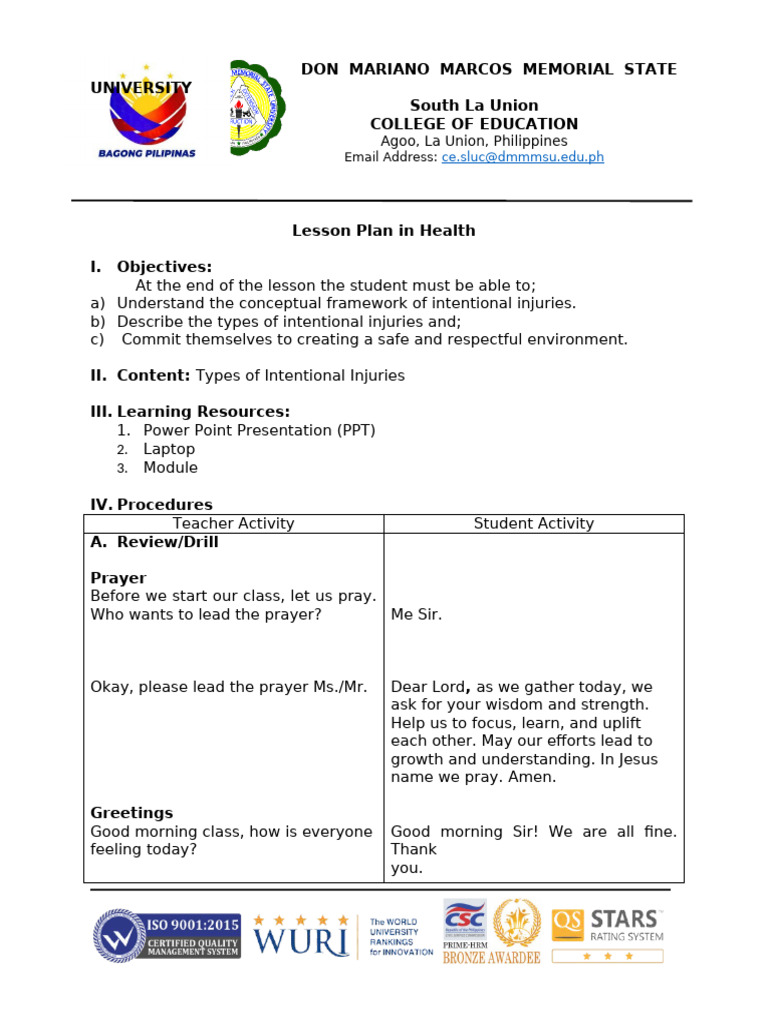 Lesson Plan in Health q4 m3 | PDF | Rape | Sexual Abuse