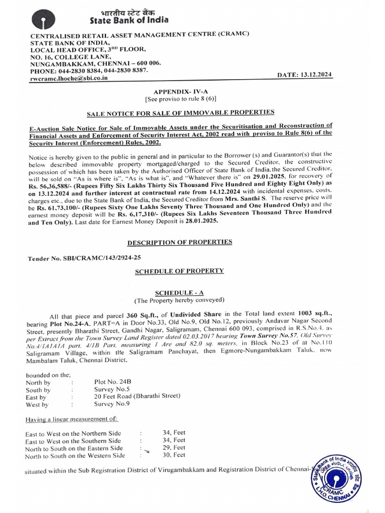 Santhi S - Sale Notice To Be Pasted | PDF