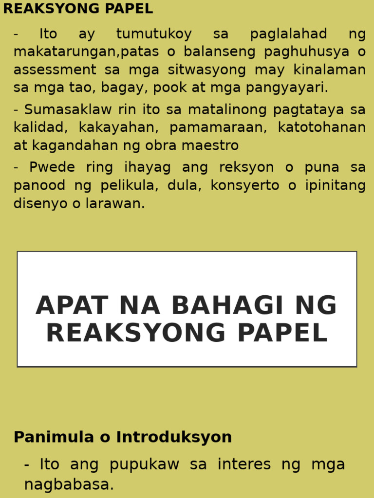 Reaksyong Papel | PDF