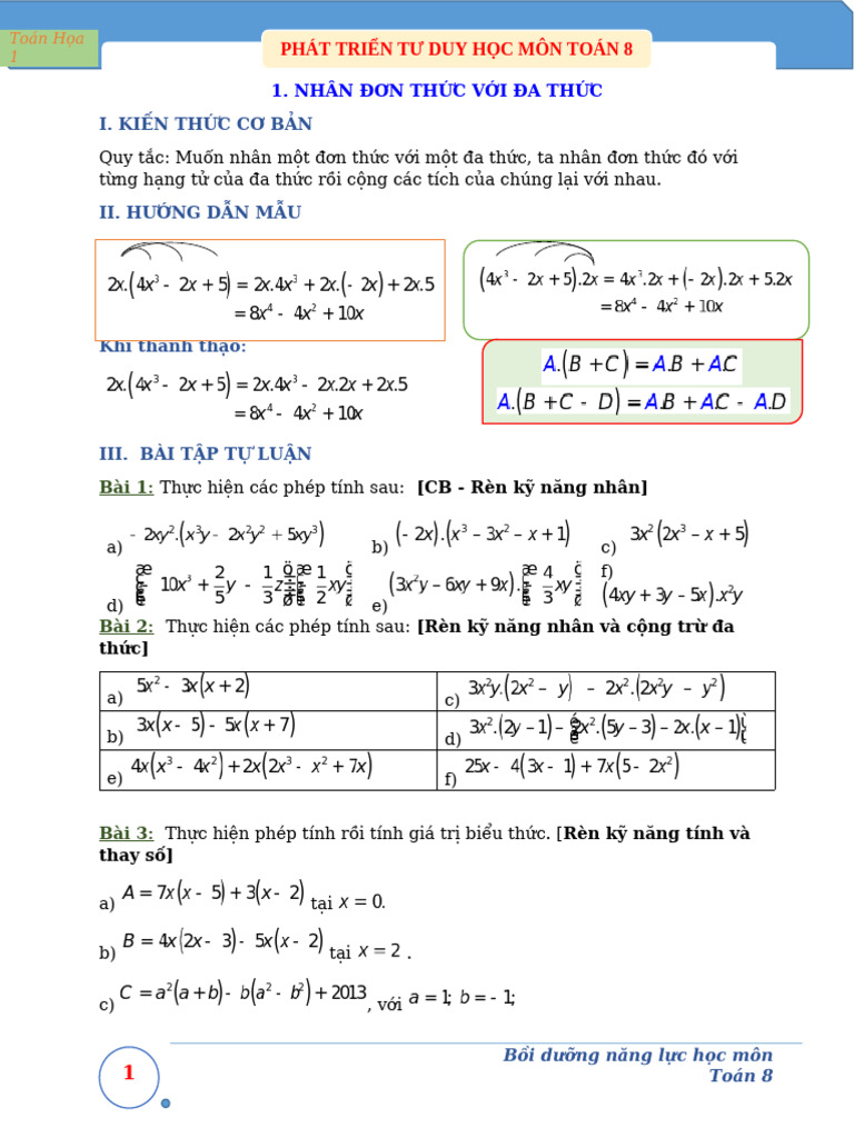 C1 - 01 Nhan Don Thuc Voi Da Thuc | PDF