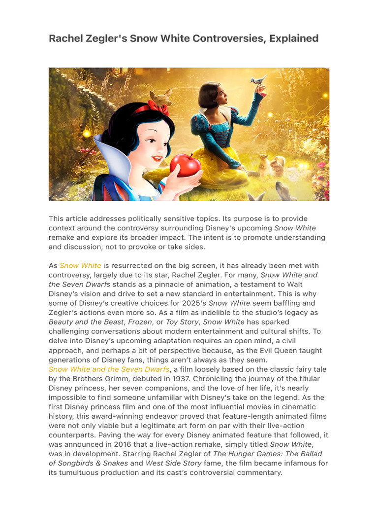Snow White Remake Controversies Explained | PDF | Snow White | The Walt ...