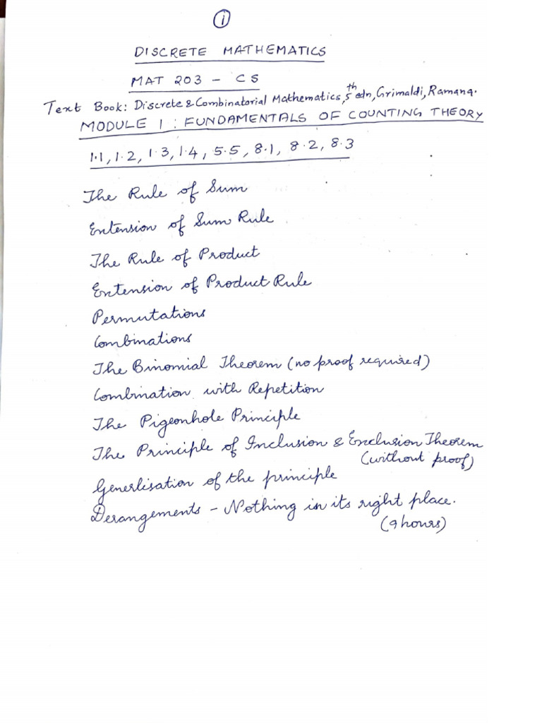 Module 2-Notes 1-Principles of Counting | PDF