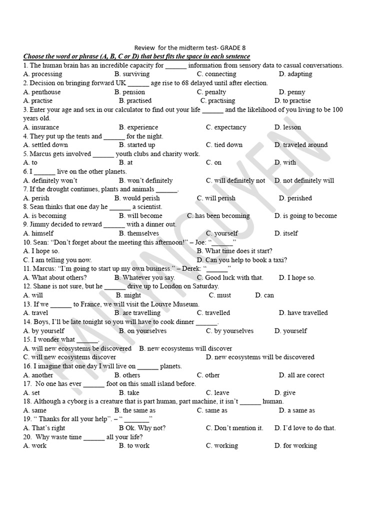 Grade 8 Midterm Test Review Guide | PDF | Homeschooling | Schools