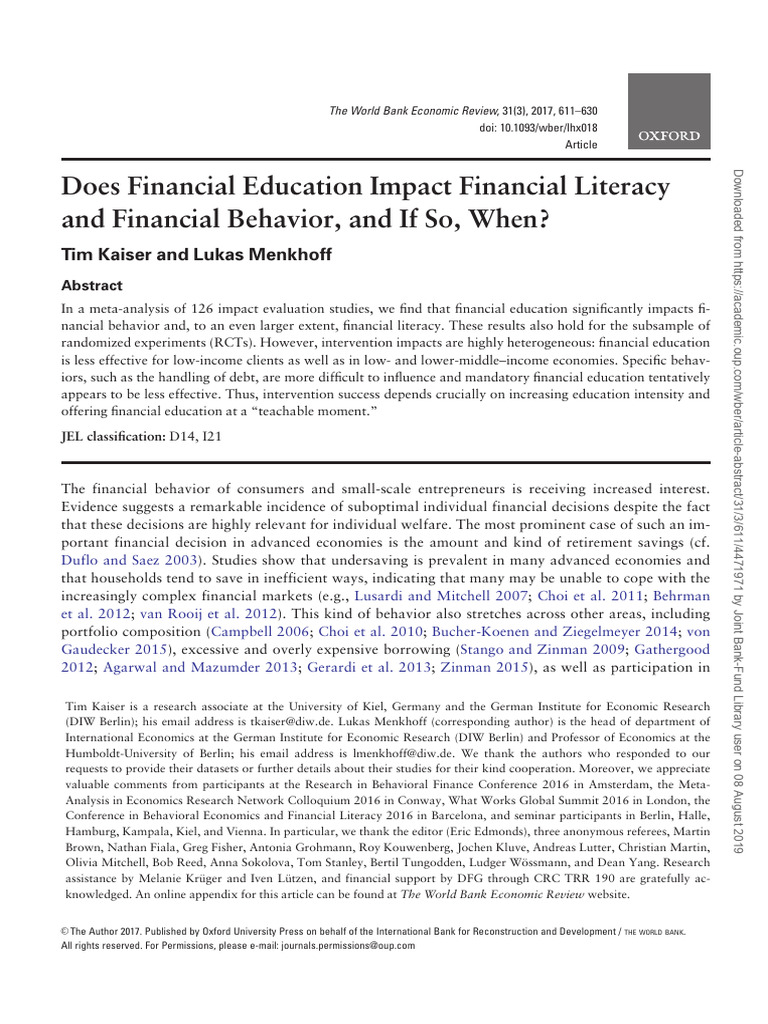 Does-Financial-Education-Impact-Financial-Literacy-and-Financial-Behavior-and-If-So-When | PDF ...