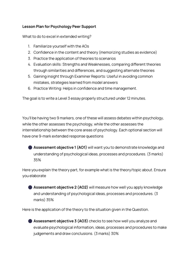 Structuring 9 Mark Psychology Essays | PDF | Psychology | Theory