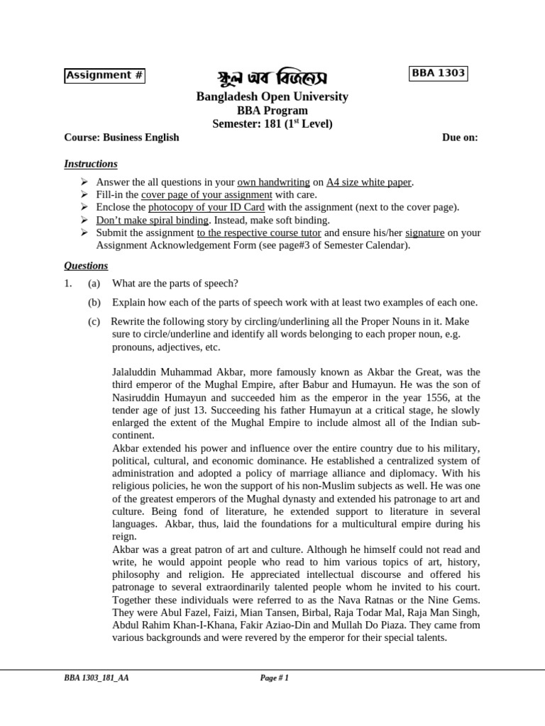 Business English 1303 (181) Assignment | PDF