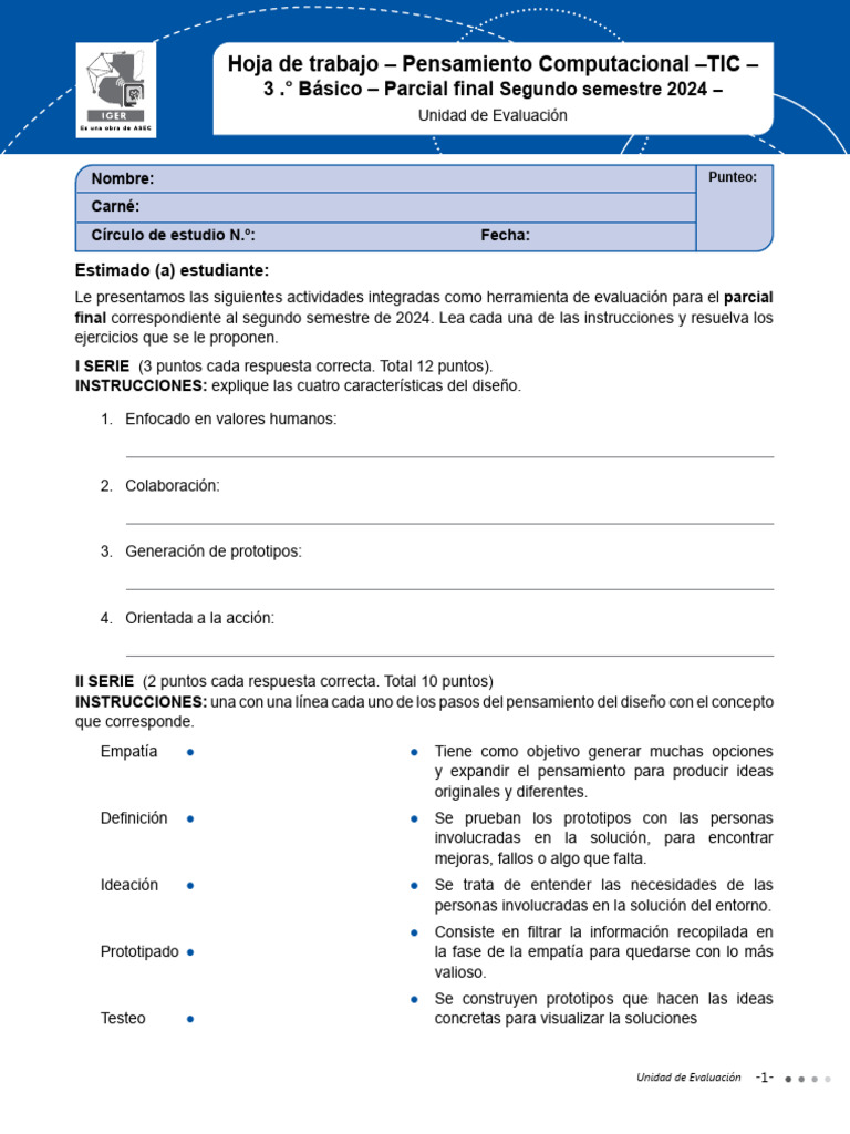 3.º Básico H.deT. P.Compu. P.Final. | PDF | Pensamiento | Cognición