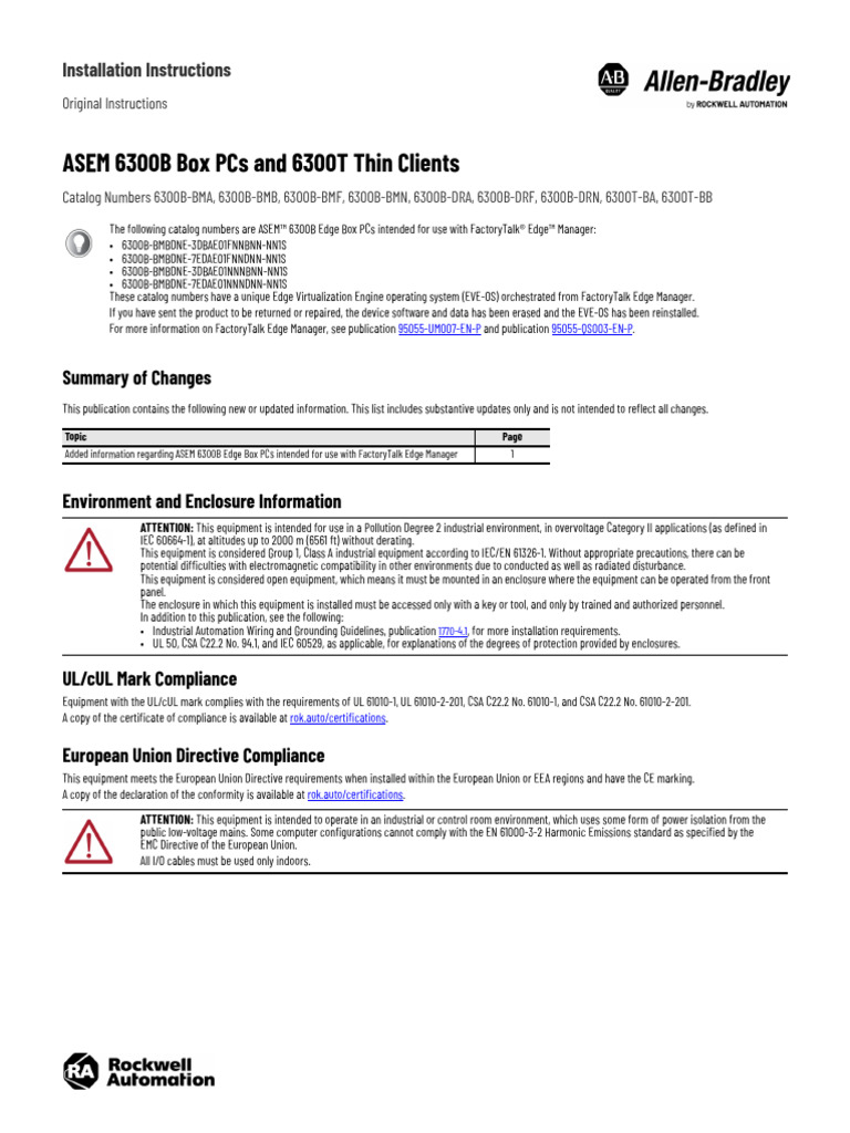 Asem 6300B Box Pcs and 6300T Thin Clients: Installation Instructions ...