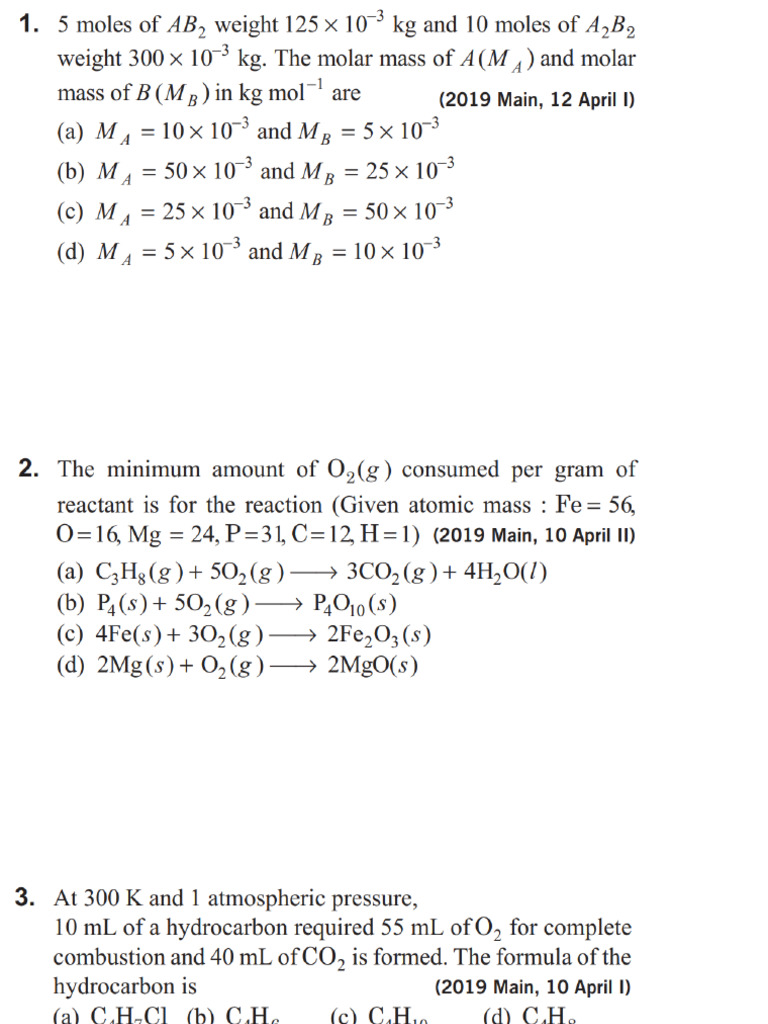 Mole Concept Assignement | PDF