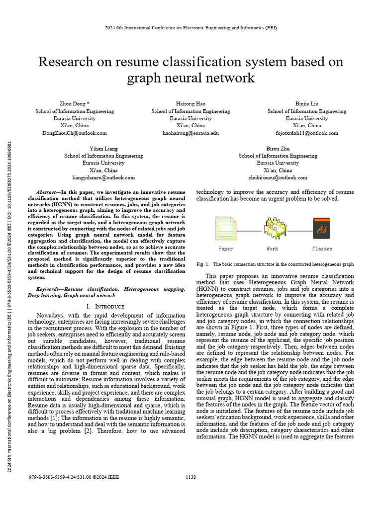 Research On Resume Classification System Based On Graph Neural Network ...